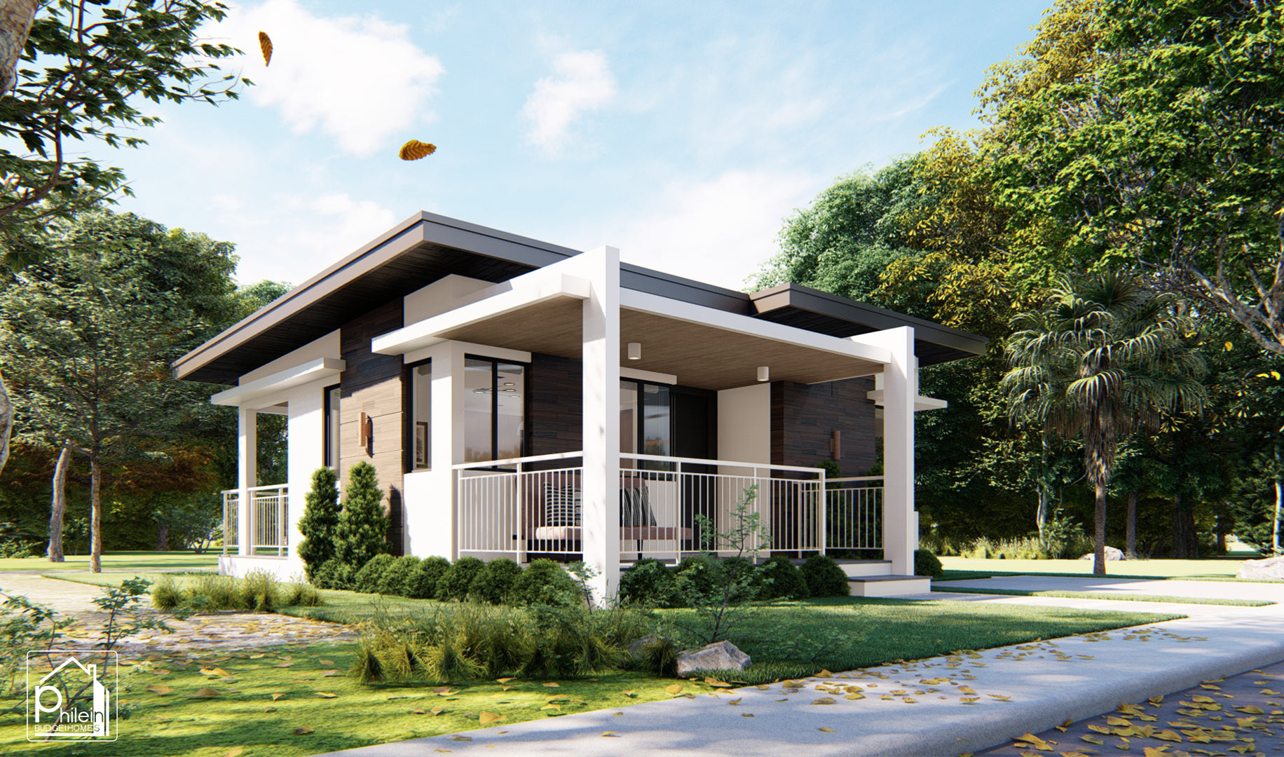 Blue-Bell Layout Kit | 43sqm Two Bedroom Small House Floor Plan & Elev ...