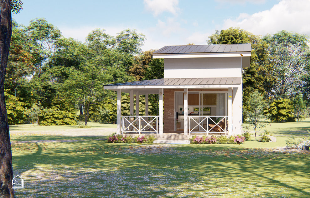 Delia Basic Kit | 35sqm Simple Tiny House with Loft, Floor Plan (Digit ...