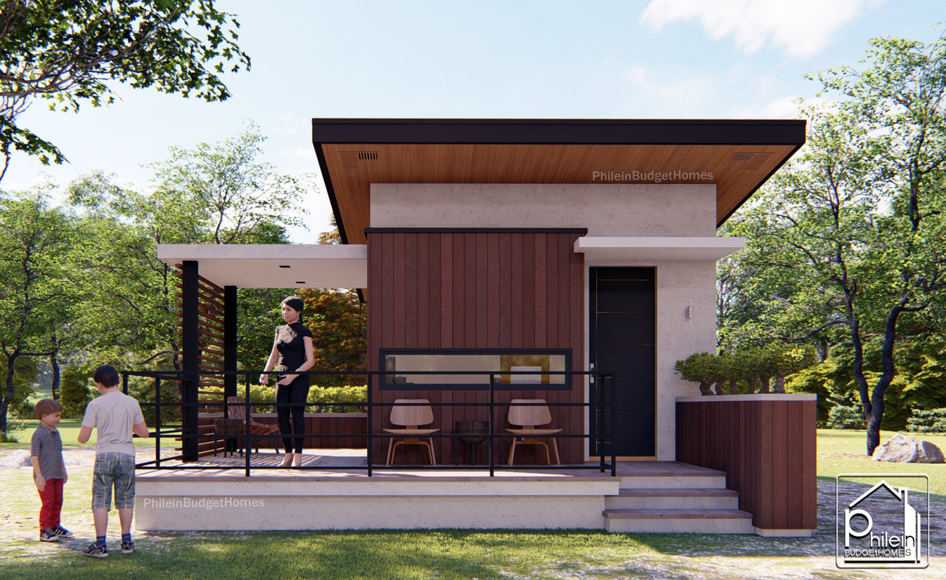 Ursa Layout Kit | 18 sqm Tiny House with Cozy Front Porch, Floor Plan ...