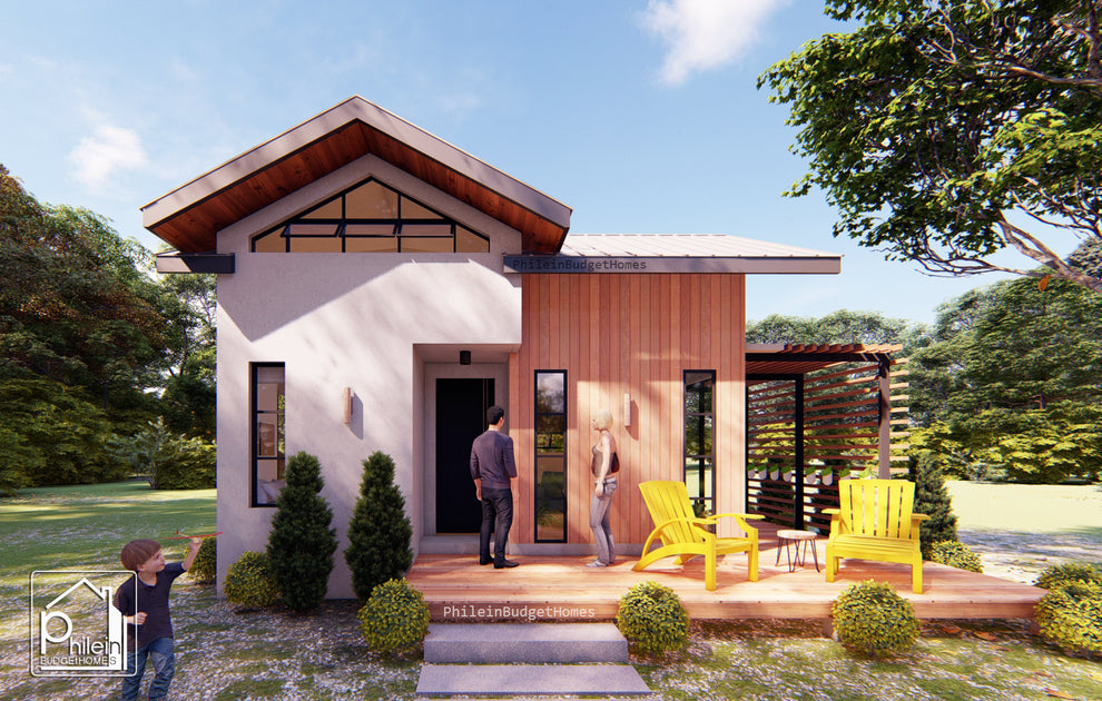 Lily Layout Kit | 46sqm Small House with Attic Floor Plan & Elevations ...